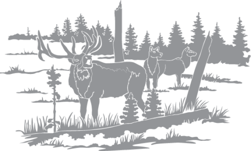 Elk in a Field and Trees - Pre-cut Patterns